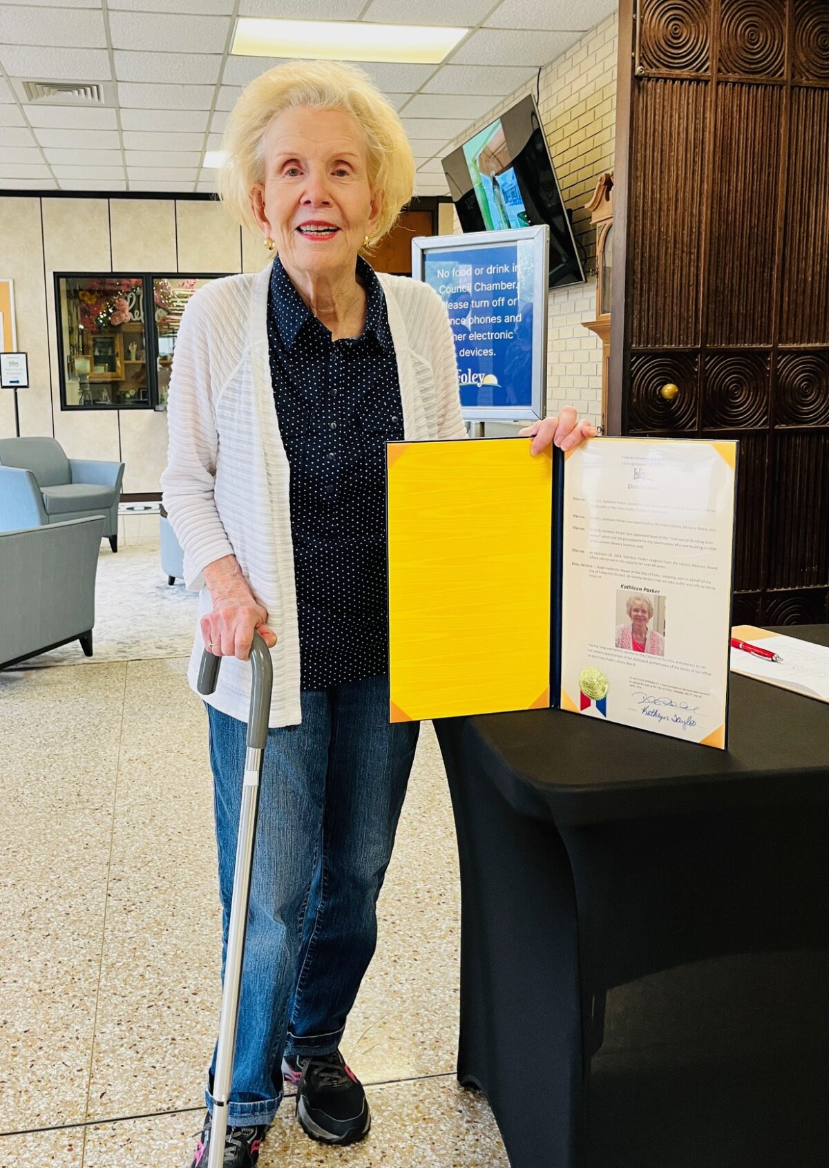 Parker recognized for decades of service to library - City of Foley